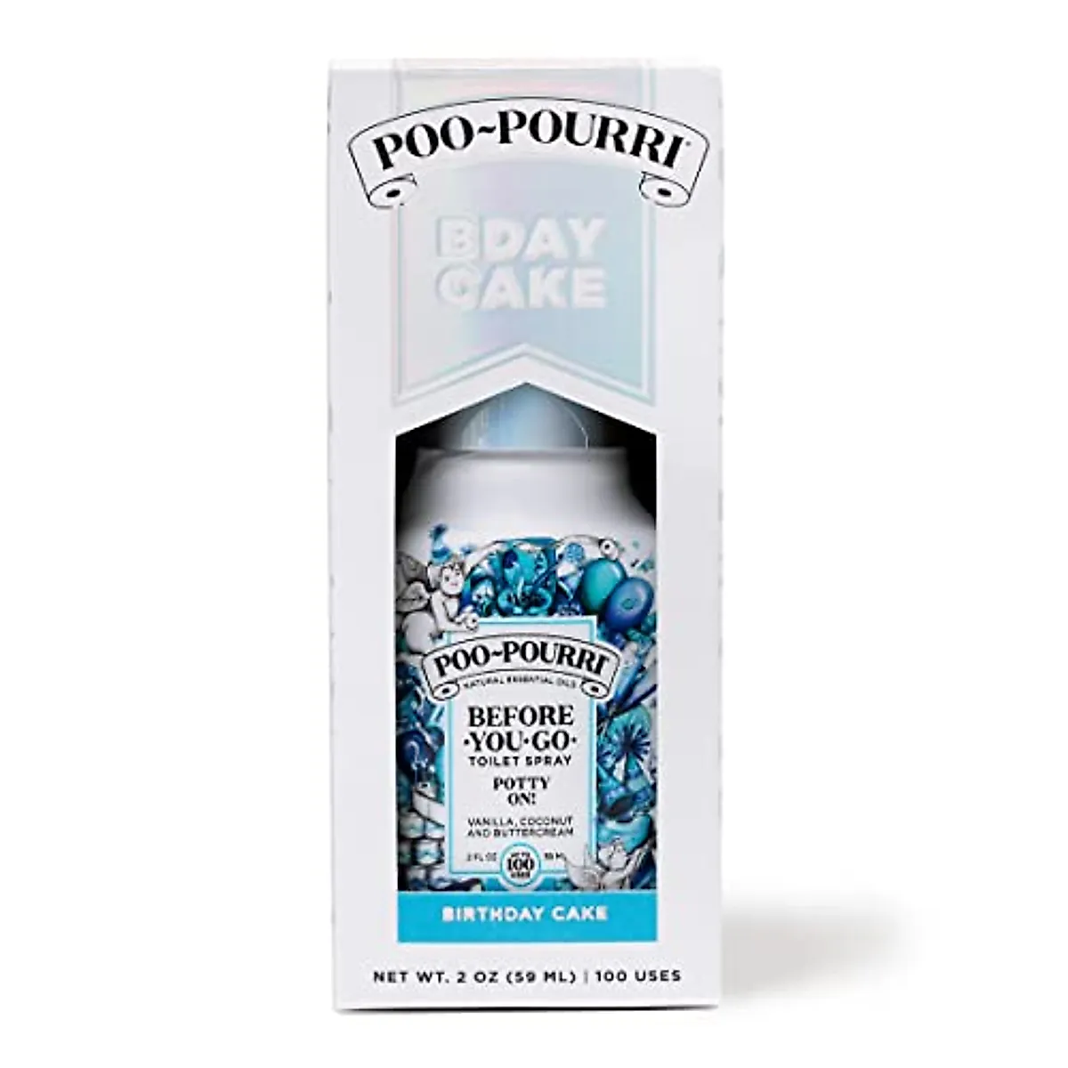 Poo-Pourri Before-You-Go Toilet Spray, Birthday Cake Potty On!, 2 Fl Oz - Vanilla, Coconut and Buttercream