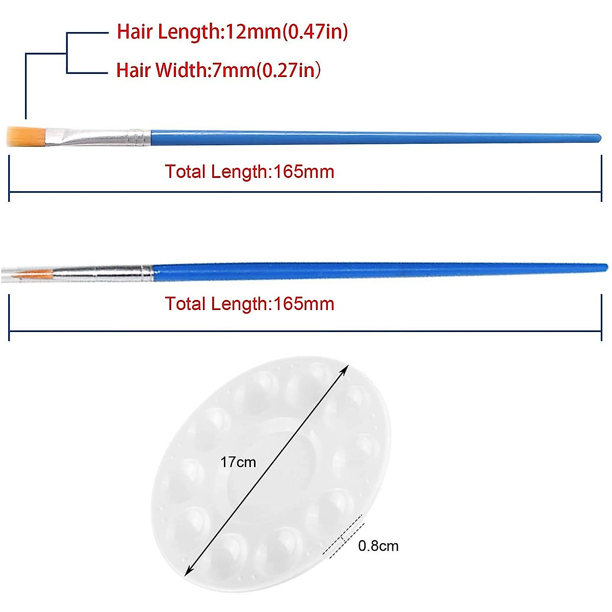 65Pcs Paint Brushes Tray Palettes Set,60pcs Flat Paint Brushes 5 PCS Round Paint Pallets,Small Paint Brushes Bulk Acrylic Oil Watercolor Artist Painting Brushes for Classroom Crafts Party Painting