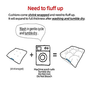 FABRICASTLE Outdoor Chair Cushions Patio Cushion Premium Comfortable Thick Fill Tufted 19" x 19" Floor Wicker Seat Pads, 2 Count (Black, 2)