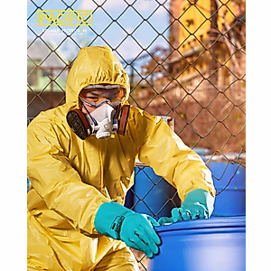 PACIFIC PPE 2 Pairs Nitrile Chemical Resistant Gloves, Flocked, Resist Strong Acid, Alkali, 15 mil, 12.6", Large