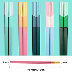 6 Pairs Chopsticks Reusable Dishwasher Safe, 9.6inch/24.3cm Fiberglass Non-Slip Chop Sticks, Chinese/Japanese Chop Sticks, Morandi Multicolor