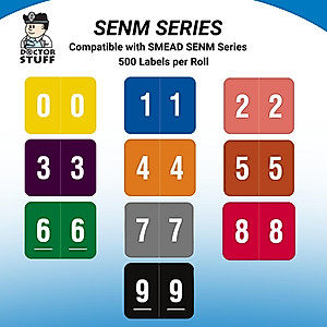 Doctor Stuff - File Folder Labels, Number 1, Compatible with SMEAD DCCRN - SENM Series Chart Stickers, Blue, 1" x 1-1/4", #1, 500/Roll