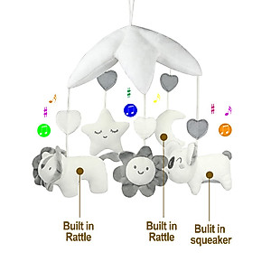 vocheer Baby Music Crib Mobile, Soft Plush Animal Rotating Toys, Infant Crib Hanging Toy Mobile for Crib Girs&Boys 0-24 Months (Lion & Koala)