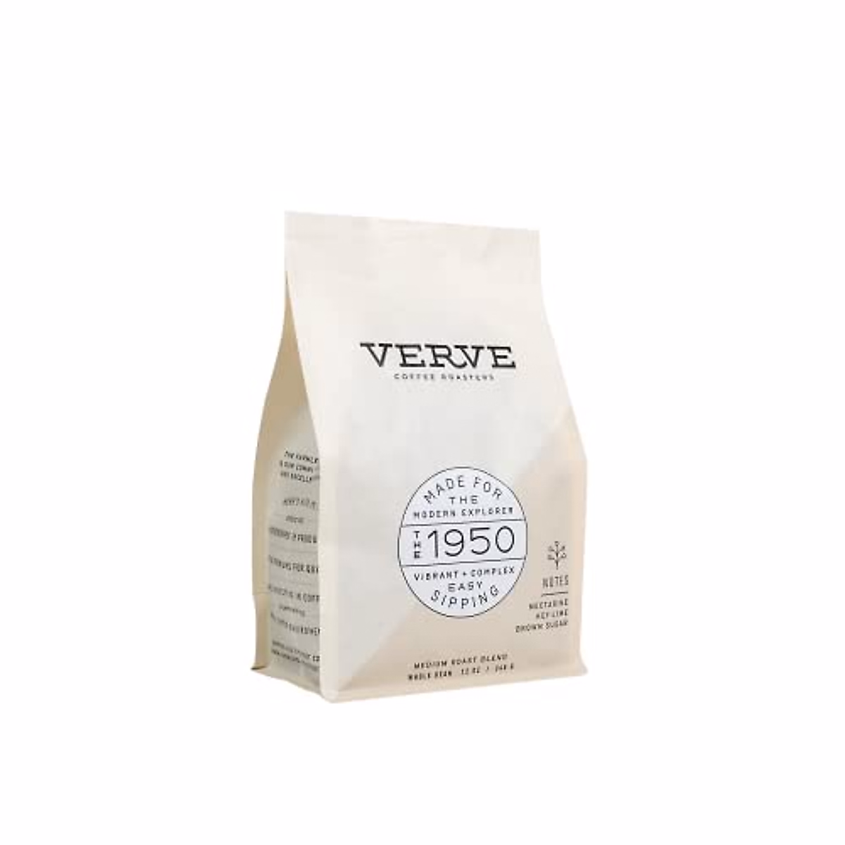 Verve Coffee Roasters Whole Bean Coffee 1950 Blend | Medium Roast, Brewed or Espresso | Ethiopian Blend, Direct Trade, Resealable Pouch | Enjoy Hot or Cold Brew | 12oz Bag