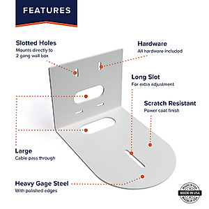 AV Brackets | PTZ Camera Universal Mounting Bracket Compatible with | HuddleCam | PTZOptics | Small Universal | White | HCM-1