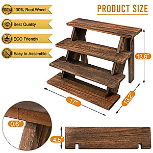 Fumingpal Wooden Cupcake Stand - 4 Tier Cupcake Display Stand, Rustic Tiered Display Stand, Tool Free Installation Cupcake Stand for Birthday Party Decoration Supplies