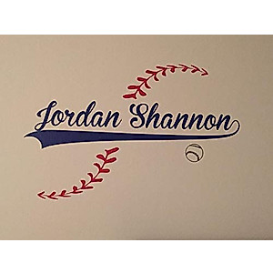 Custom Name Added to Baseball Vinyl Wall Decal Baseball Theme Personalized Removable Sticker Perfect for Above Bed Sports Room