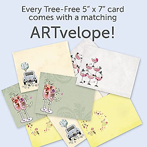 Tree-Free Greetings Wedding Greeting Cards Assortment - 4 Unique Congratulations Designs - Pack of 8 Individual Cards + Matching Envelopes, 5" x 7" (GA31462)