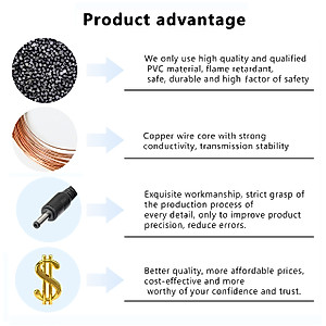 3.5mm*1.35mm DC Power wire DC Male and Female Plug to Bare Wire Open End Pigtail Power Cable Cord 3.5mm barrel jack connector for DC Power Supply Cable Repair 2 Pairs .-55 cm