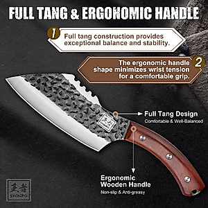 ENOKING Chef's Knife, 6.1" Viking Knife with Sheath Meat Cleaver Knife for Fish Meat Cutting, Full Tang Butcher Knife Janpanese Cooking Knives for Kitchen Camping Outdoor