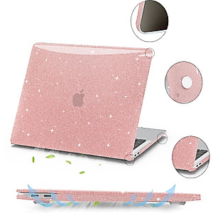 Anban Compatible with MacBook Air 13 inch Case 2022 2021 2020 2019 2018 Release A2337 M1 A2179 A1932 with Touch ID, Glitter Smooth Plastic Hard Shell Case + Keyboard Cover,MacBook Air 2021 Case Retina