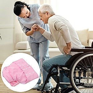 DOITOOL Washable Nappy Cover Diaper Pants Cotton Adult Reusable Nappy Cover Diaper Pant Cloth Incontinence Underwear for The Elderly and Disabled Pink