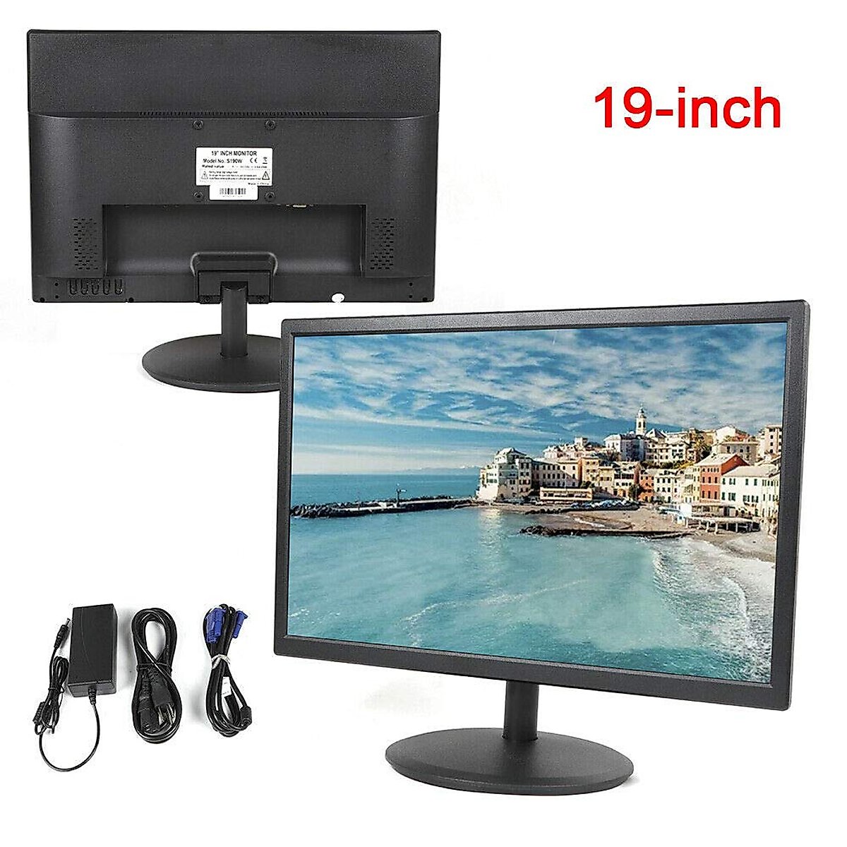 KIOPOWQ 19" LED Monitor 1440×900 Resolution with RGB, VGA, HDMI, USB Interface, Cash Register POS System for Small Business, Desktop Monitor for POS, PC, Client, Retail, Bar