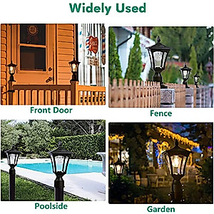 Outdoor Solar Post Light Fixture with 3" Pier Mount Base, Dusk to Dawn Outdoor Solar Lamps for Garden Post Pole Mount, Landscape Yard Pathway Deck Garden Yard Pole Pillar, Waterproof Decorative lamp