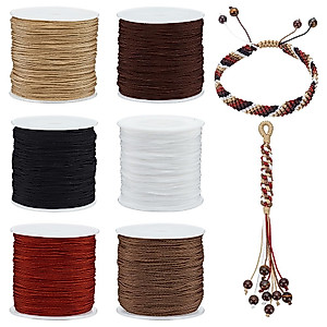 PH PandaHall 600 Yards 0.8mm Nylon Beading String Cord 6 Colors Chinese Knotting Cord Nylon Kumihimo Macrame Thread Braided Lift Shade Cord for Friendship Bracelets Christmas Tree Ornament Hair Decor