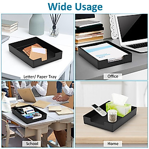 Stackable Letter Tray Paper Organizer, A4 Size Desk Holder for Letter Paper/Stationery/Desk Accessories, Black Holder File Organization for Office, School, Home Storage (2 Pack)