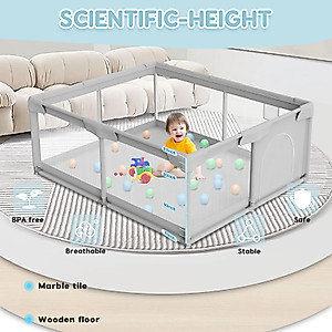 Besuhot Baby Playpen Baby Playard, Playpen for Babies and Toddlers with Gate, 50x50 Baby Fence, Sturdy Safety Playpen, Indoor & Outdoor Kids Activity Center