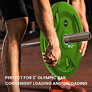 SPART Color Weight Plate 2-Inch Rubber Coated Olympic Grip Plate for Barbell,Solid Cast Iron Weight Plates in Pairs or Single for Strength Training,Weightlifting,Crossfit,Home Gym, 5LB, Pair