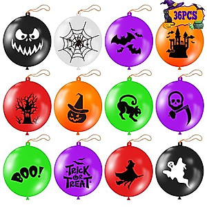 MGparty 36 Pack Halloween Punch Balloons Latex Halloween Balloons for Kids Halloween Party Games Decorations Trick or Treat Toys Halloween Pinata Prizes Treats Goodie Bag Fillers