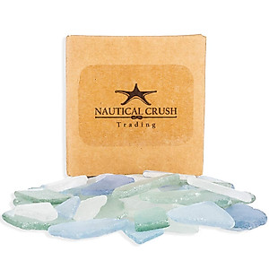 Sea Glass | 11oz Light Blue Olive & White Tumbled Sea Glass Decor | Bulk Seaglass Pieces for Beach Wedding Decor & Crafts | Plus Free Nautical eBook by Joseph Rains