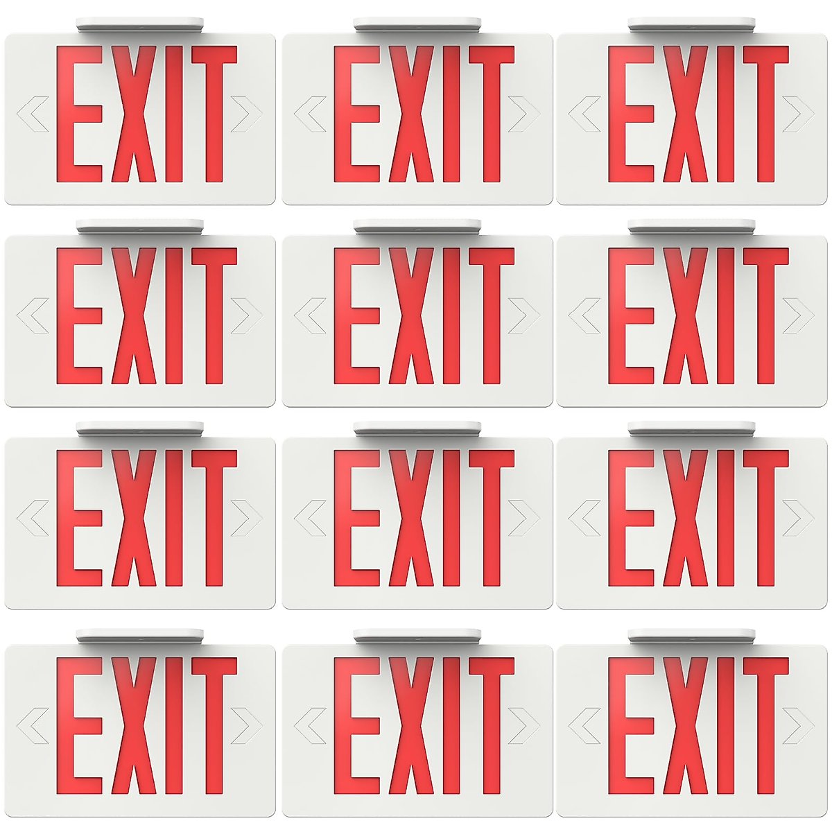 Sunco 12 Pack LED Exit Sign with Emergency Light, Commercial Grade Double Sided Fire Exit Lights, Backup Battery, Illuminated Emergency Exit, 120-277V, Dual Mounting, UL 94V-0 Fire Resistant
