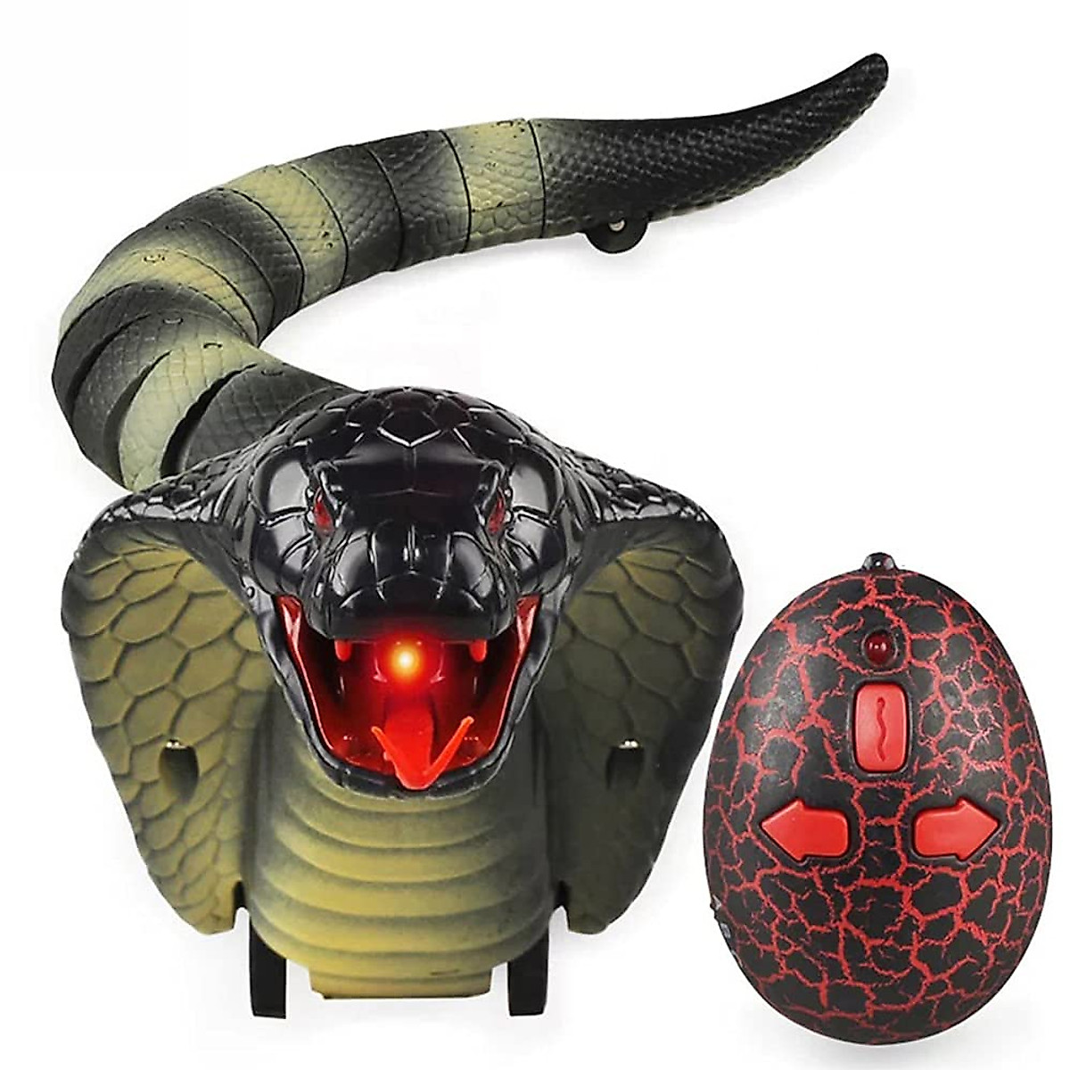 FANFX remote control Naja snake toy electric snake toy for kids rc snake toy for cats Rechargeable realistic Cobra snake for pranks (GRAY BLACK)