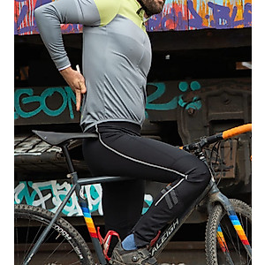 AERO|TECH|DESIGNS | Men's Windstop Padded Cycling Tights | Black | Large