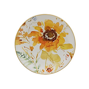 Certified International Sunflowers Forever, Salad/Dessert Plates, Multicolored, 9" x 9", Set of 4