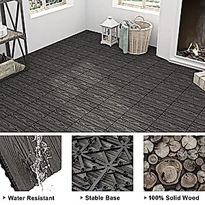 VANCASTLE 9PCS Wood Plastic Composite Interlocking Deck Tiles 11.8"x11.8", Patio Flooring Outdoor Waterproof All Weather Use, Wood Flooring for Patio Garden Poolside Front/Back Yard, Dark Grey