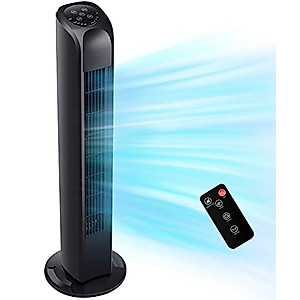 KEGIAN Portable Electric Oscillating Standing Floor Fan for Bedroom with Remote, 3 Wind Speeds 3 Modes, Quiet Cooling for Office,Home, Tower Fan 30" Black…