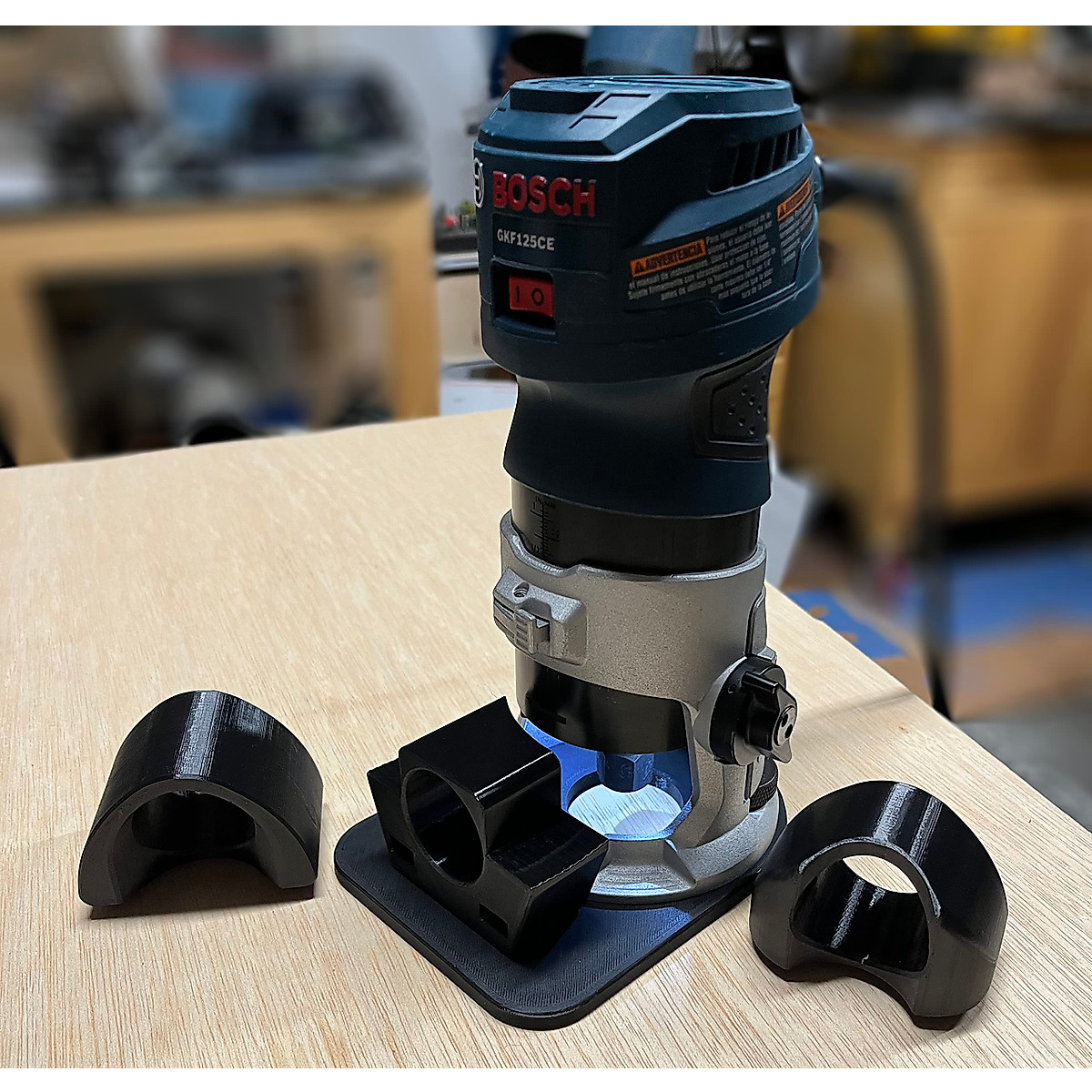 Sub-Base With Dust Collection Fittings for Bosch Colt 1.25-HP Trim Router (GKF125CEK) - Buried Cuts, Dadoes, Grooves, Edges, and More! (Threaded Bushing Hole) - Made in USA