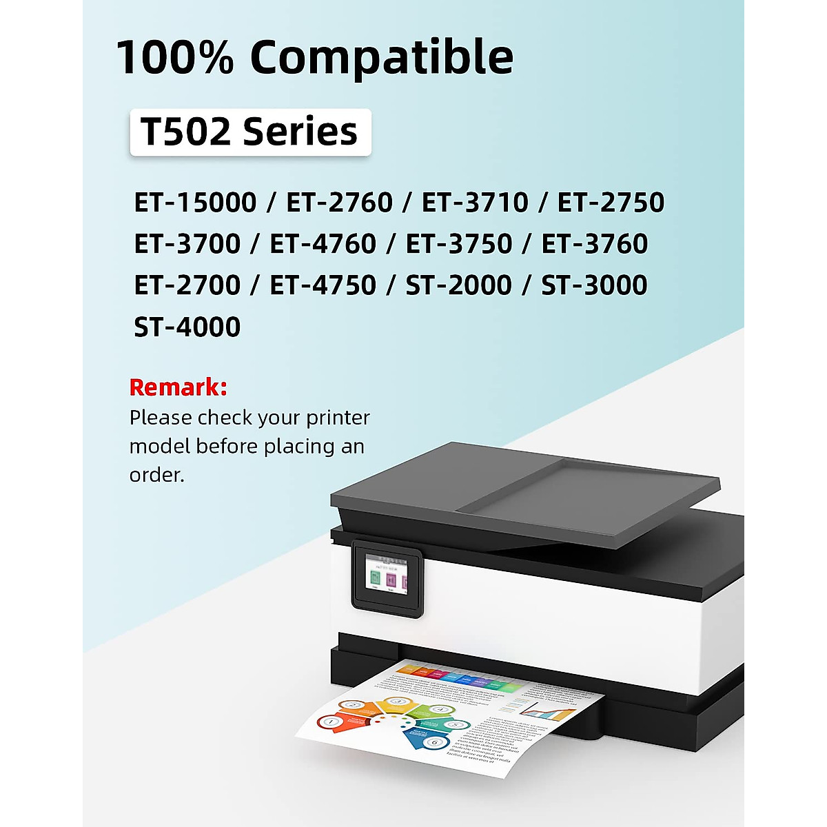 Lingtoolator Ink Refill Bottles,High Yield,5 Pack,Replacement for Epson 502 Ink,Work with ET-2760 ET-2800 ET-2803 ET-2750 ET-3750 ET-4750 ET-3760 ET-4760 ET-2700 ET-3700 ET-15000 Printer