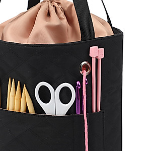 HOMEST XL Yarn Storage Tote, Tangle Free with 6 Oversized Grommets, Knitting and Crochet Organizer, Large Craft Supplies Bag with Drawstring Closure, Ripple (Patent Design)