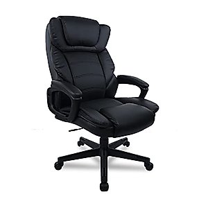 CLATINA Ergonomic Big and Tall Executive Office Chair with Faux Leather 400lbs High Capacity Adjustable Height Thick Padding Headrest and Armrest for Home Office Black