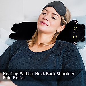 Heating Pads for Period Cramps & Menstrual Pain Relief, Portable Cute Stuffed Animal Heat Pad USB Powered for Car Trivel, Gift for Women Mom Teen Girls Birthday（Black cat2）