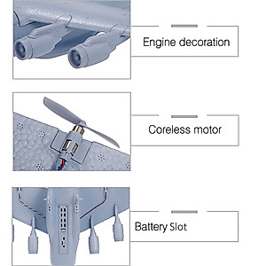 GoolRC C-17 RC Airplane, 2.4GHz 2CH Remote Control Airplane, Military Transport Aircraft with 373mm Wingspan, EPP Foam Fixed-Wing RC Plane, Easy to Fly for Beginners, Kids and Adults