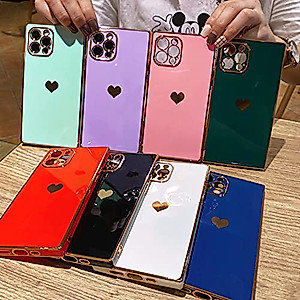 Tzomsze Square iPhone 12 Pro Max Case, Cute Full Camera Lens Protection & Electroplate Reinforced Corners Shockproof Edge Bumper Case Compatible with iPhone 12 Pro Max [6.7 inches] -Candy Pink