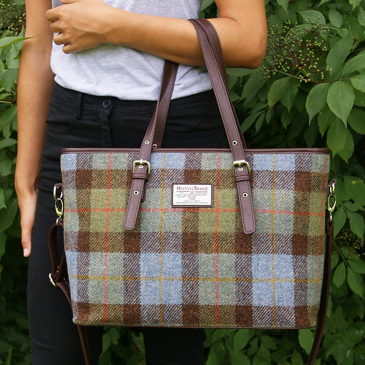 Harris Tweed Large Tote Bag Spey Birthday Gift Dimensions 12 x 17 x 4 inches