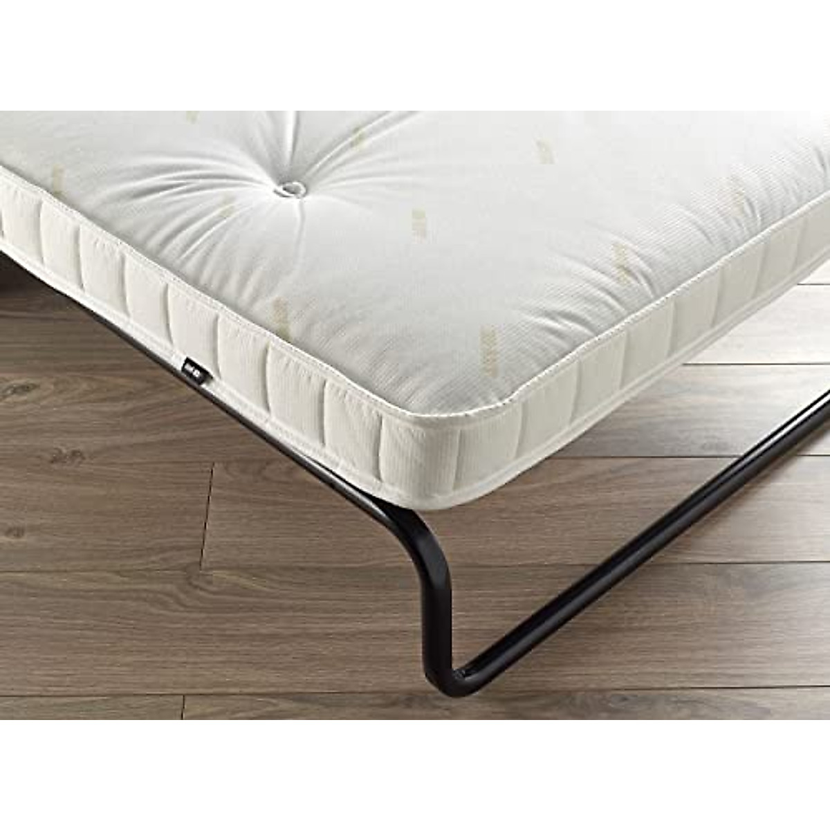 Jay-Be Inspire Cot Folding Bed with Micro e-Pocket Spring Mattress and Headboard, Regular, Black Frame