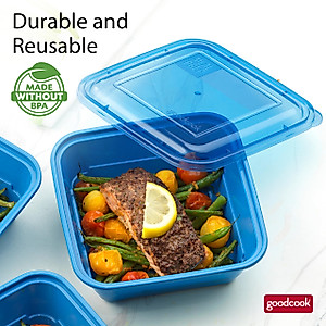 GoodCook Meal Prep 3 Cup Square, 20-Piece, Blue, Made without BPA