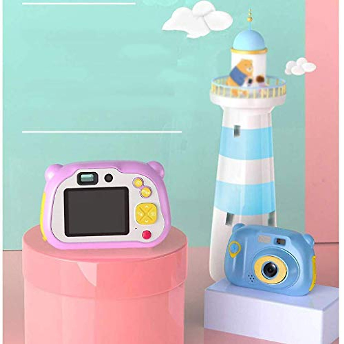LKYBOA Children's Digital Camera - Kids Camera, Rechargeable Children Digital Camera with Memory Card Shockproof (Color : Blue)