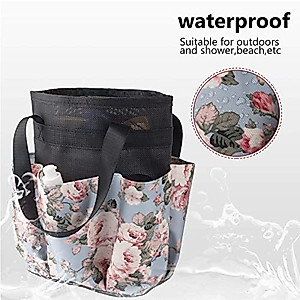 Andmey Cleaning Supplies Caddy Large Shower Caddy Bag with Handle, Quick Dry Mesh Organizer Tote with 7 Compartments for Bathroom, College, Dorm, Gym, Camping - Blue