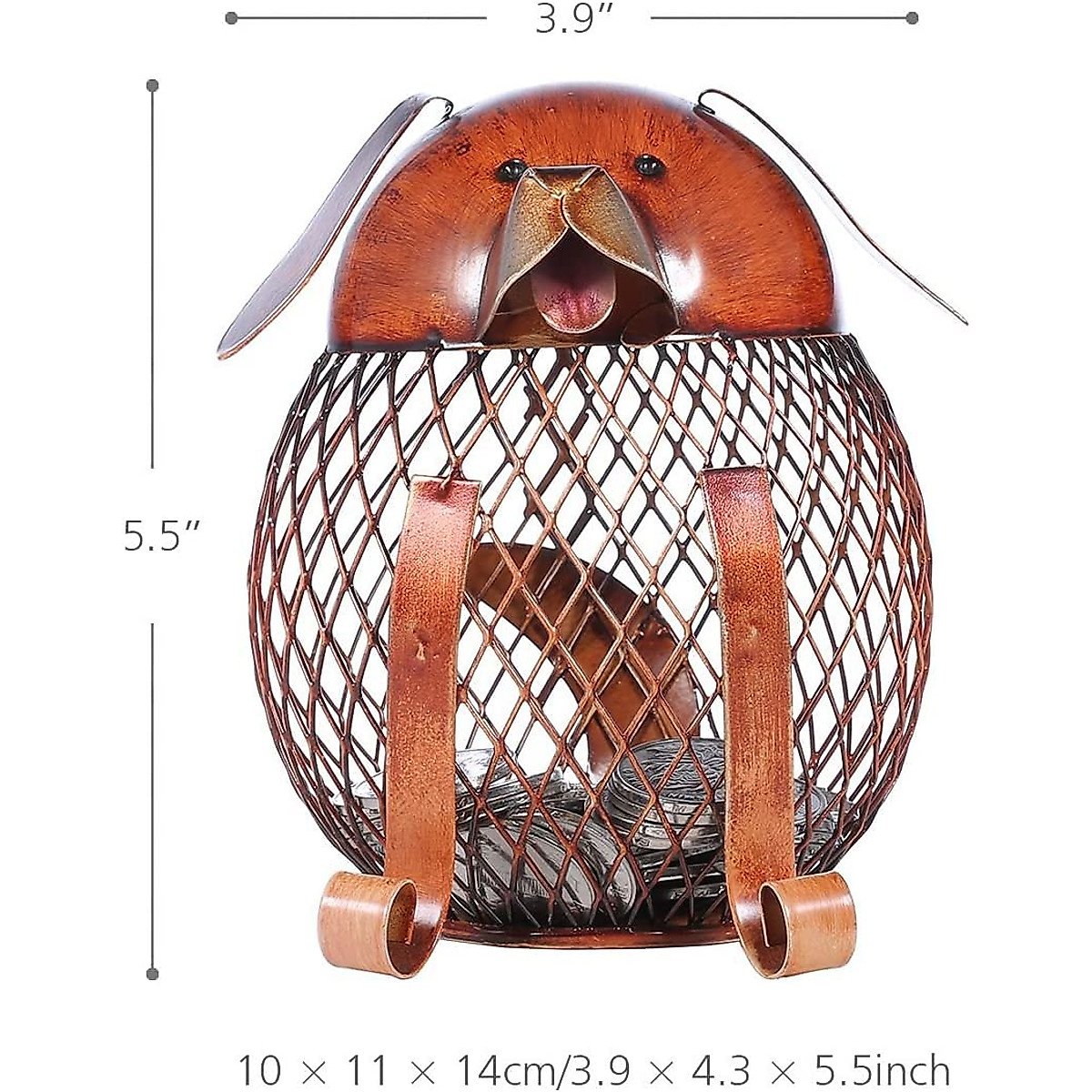 Tooarts Money Bank Puppy Iron Handmade Coin Bank Practical Craft Piggy Bank Home Decoration Christmas Birthday Gift