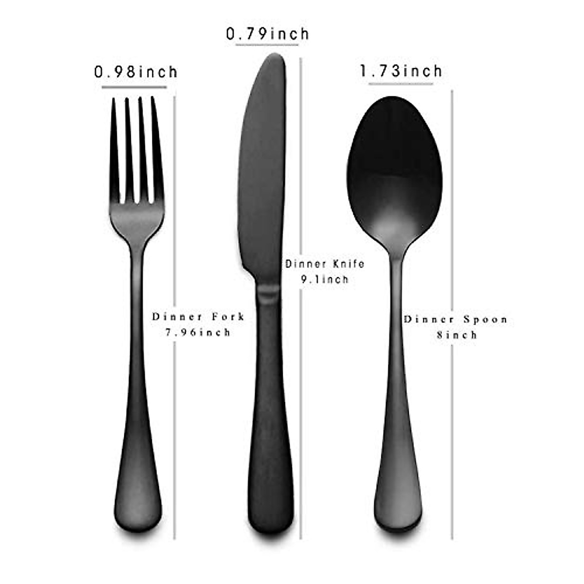 Portable Travel Utensils Set with Case 18/8 Stainless Steel Black Silverware Sets Include Knife Fork and Spoon with Case Reusable Utensil Set for Lunch Box and Camping (Black)
