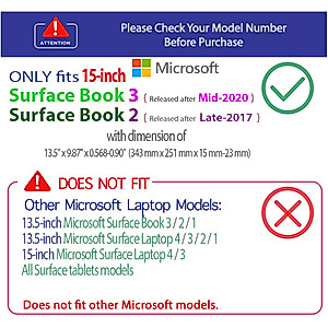 mCover Case Compatible for 2017~2022 15" Microsoft Surface Book 2/3 with Detachable Tablet Display ONLY (NOT Fitting Cheaper Surface Laptop Models) - Clear