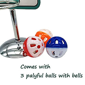 Bird Toys, Bird Trick Tabletop Toys, Bird Training Basketball Stacking Color Ring Toys Sets with Screwed Base - Parrot Chew Ball Foraging Toys, Education Play Gym Playground Activity Cage Toys