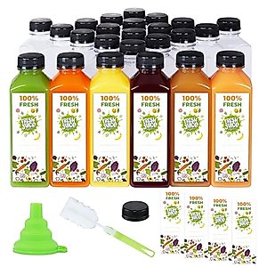 The Buyer Choice 24pcs 16oz Plastic Bottles with caps bulk – Clear Reusable Juice Bottles with caps for smoothies, Disposable Empty bottles for drinks, Juice containers with lids for fridge