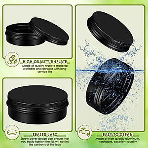 100 Pack Metal Tins 4 oz Aluminum Containers Screw Top Round Tin Cans with Lids for Cosmetic Lip Balm DIY Salves Candles Wax (Black)