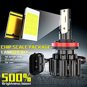 PCVBMLAUT Fit For Toyota Tacoma (2016-2021) Headlight Bulbs, H9/H11 High Beam + H11 Low Beam + H11 Fog Light Halgoen Replacement Bulbs, 60W 6000K White, IP67 Waterproof, Plug and Play, Pack of 6