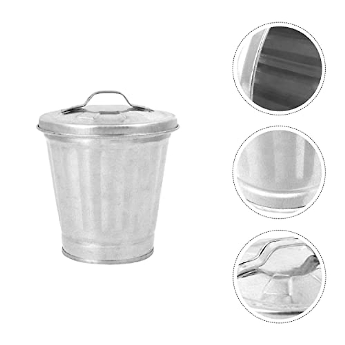 jojofuny 3 pcs Tabletop Table Covered Simple Pen Wastebasket Bin Stationery Rustic Top Fun Desktop Recycler or Rubbish Pencils Galvanized Wastepaper Organizer Cute Brushed X Container